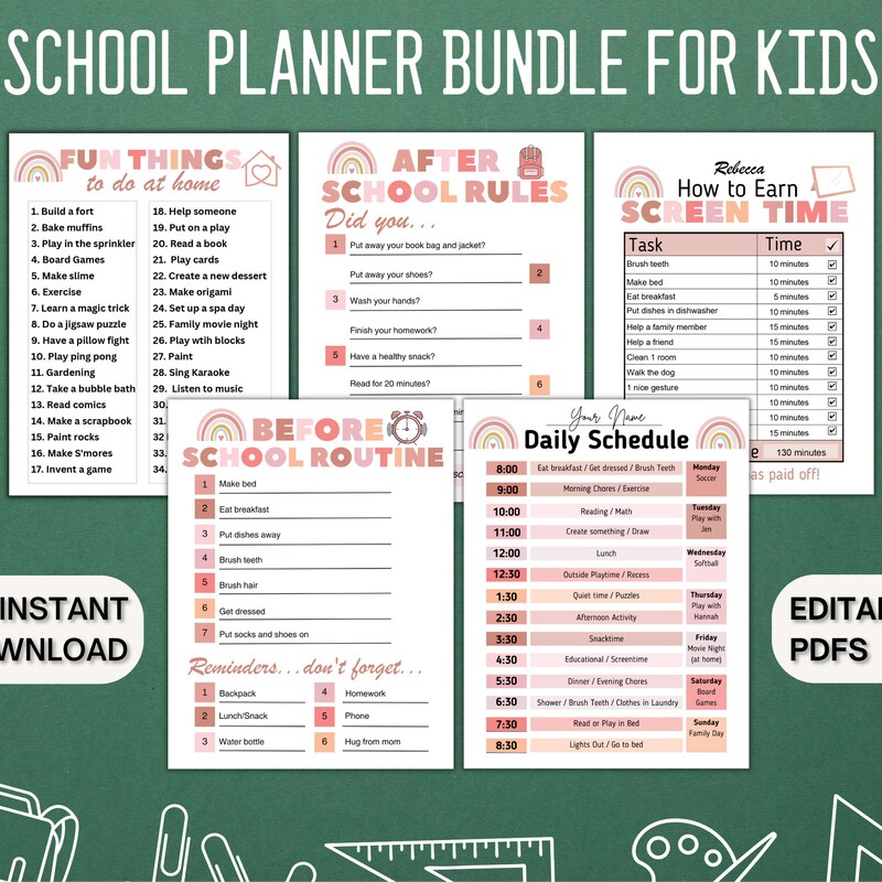School Day Checklist - Etsy