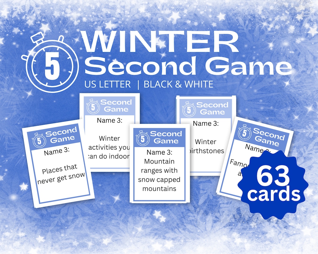 Winter 5 Second Game, Snow Day Activity for Kids and Adults, Winter ...