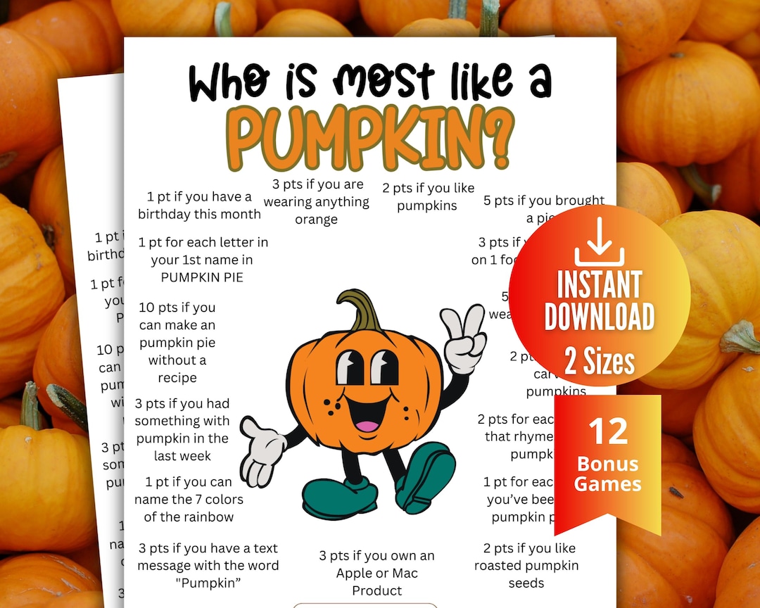 Who is Most Like a Pumpkin Trivia Game,halloween Party Game, Costume ...