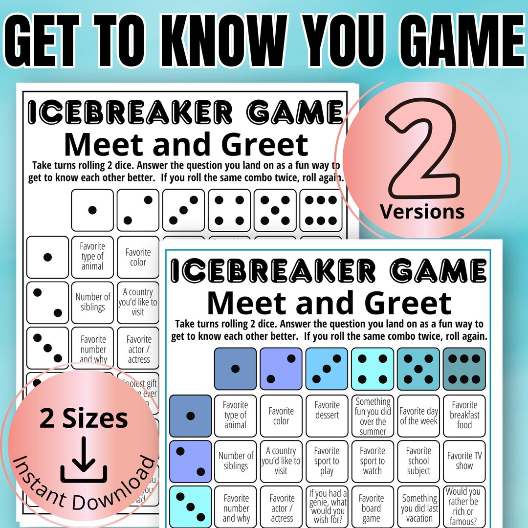 Get to Know You Icebreaker Game, Table Talk Dice Activity, Roll and ...