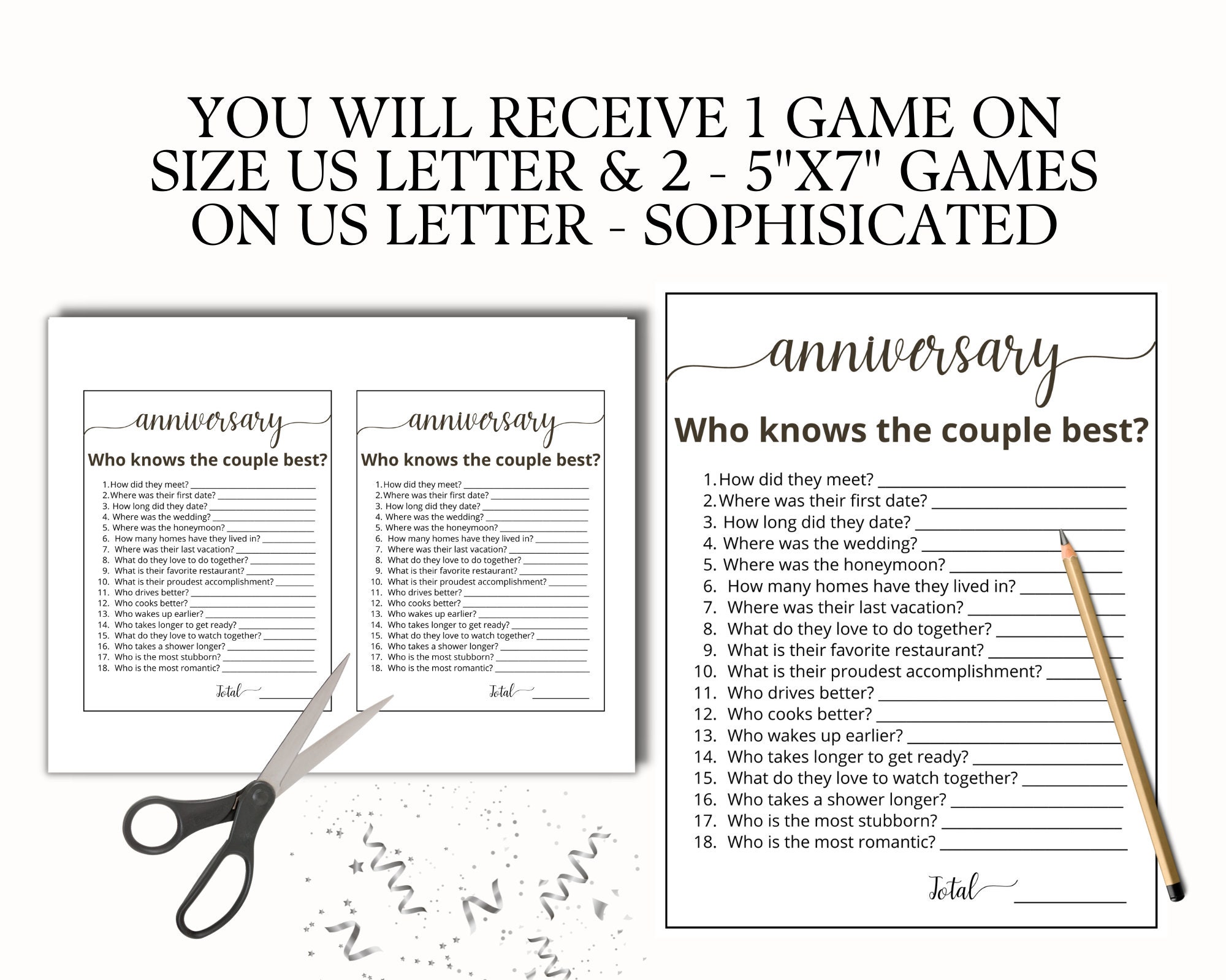 Anniversary Party Game Who Knows the Couple Best, Anniversary Party ...