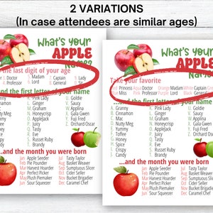 What's Your Apple Name Game WITH NAMETAGS + SIGN, Apple Picking Party ...
