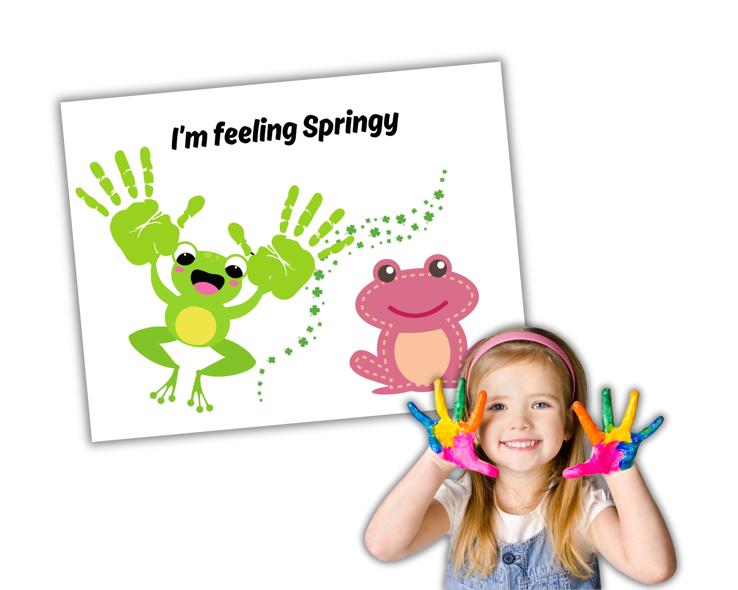 Spring Handprint Craft, I'm Feeling Springy Frog Handprint Art, Toddler ...