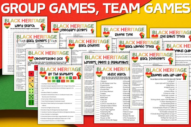 Black History Game Bundle, Black Heritage Month Games, African American ...