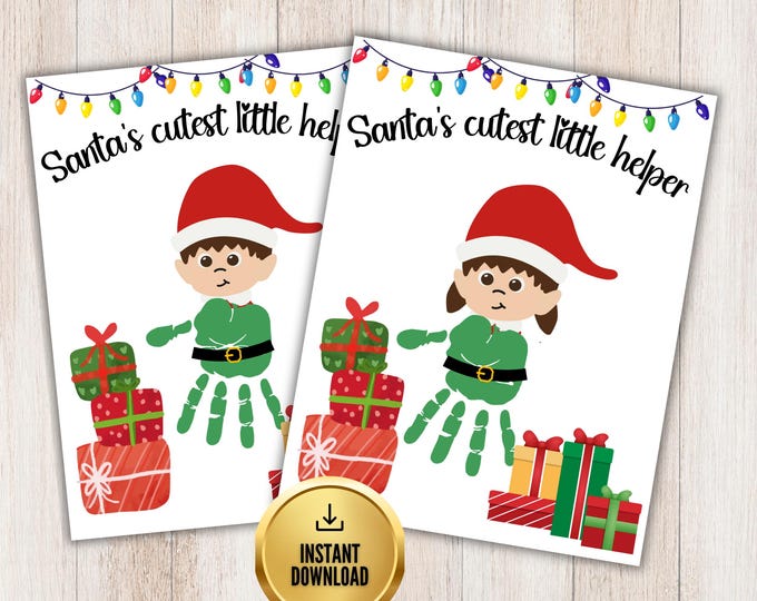 Elf Handprint Art, Santa's Little Helper, Cute Christmas Gift, Baby ...