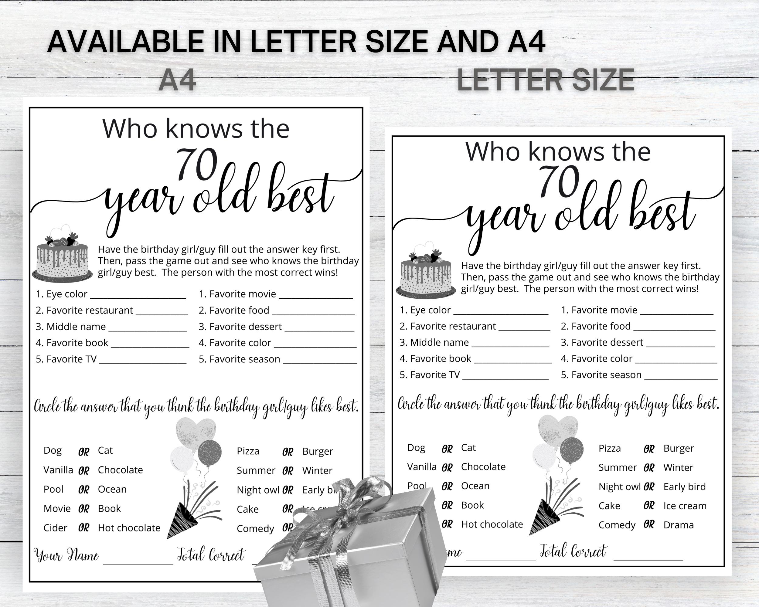Who Knows the 70 Year Old Best + Think Quick-2 Game Bundle, Born in ...
