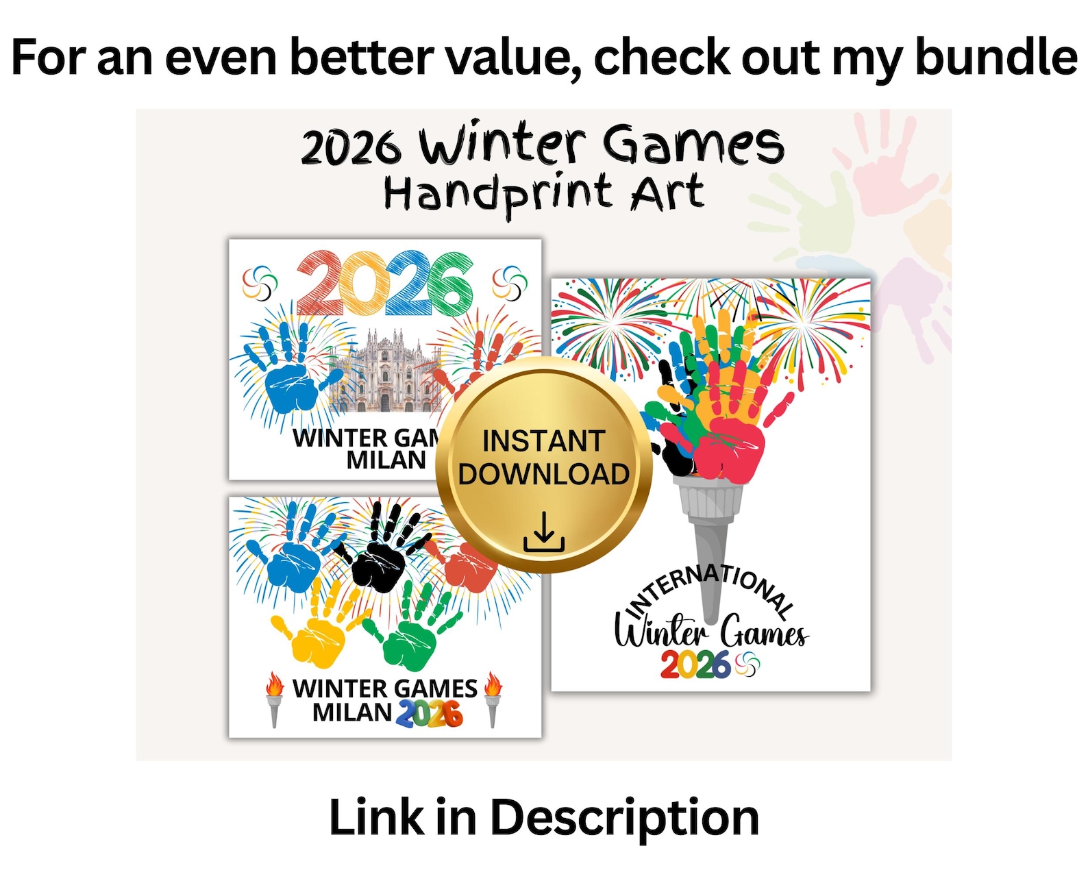 2026 Winter Games Handprint Art,international Gold Medal Games Keepsake ...