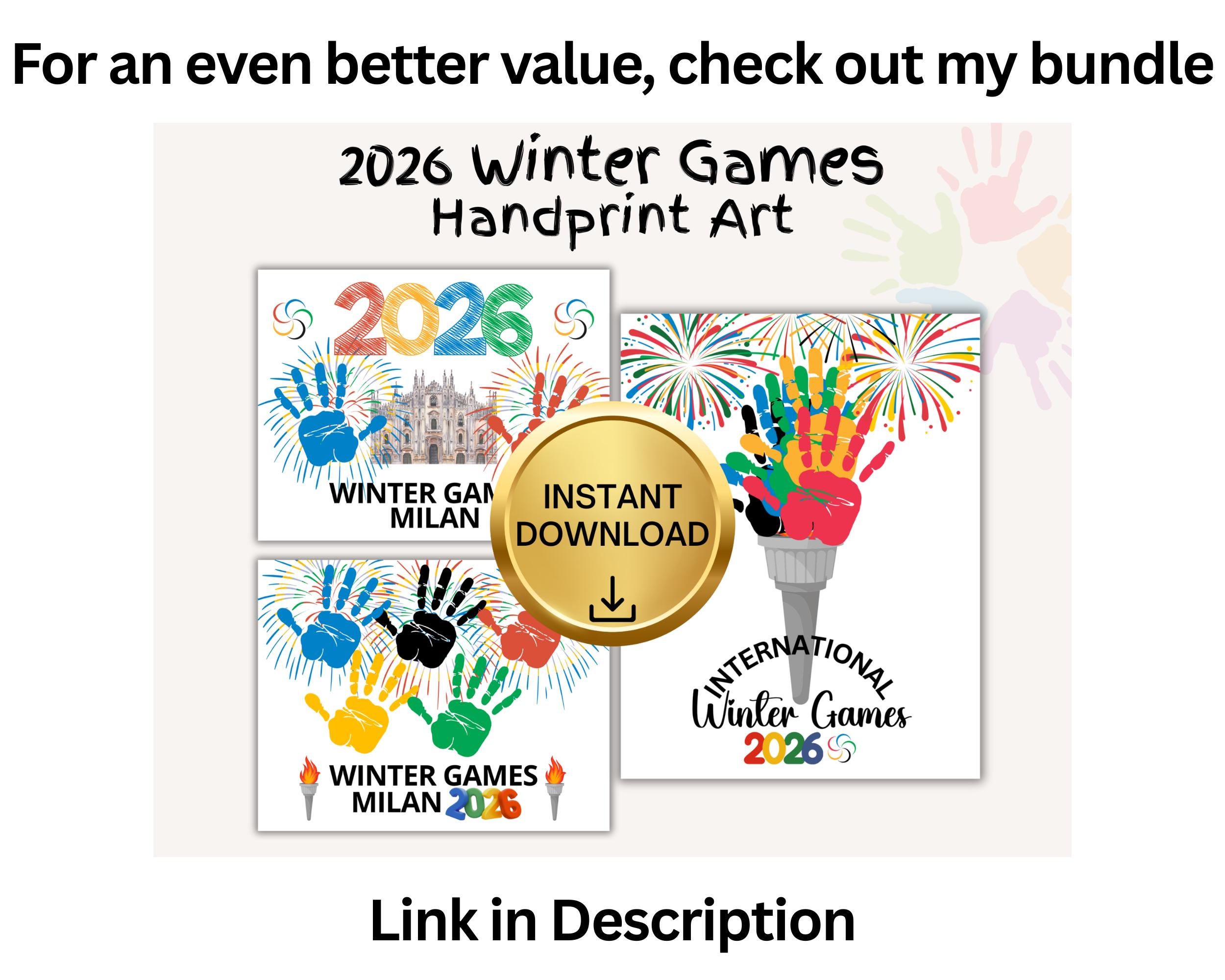 2026 Winter Games Handprint Art,international Gold Medal Games Keepsake ...