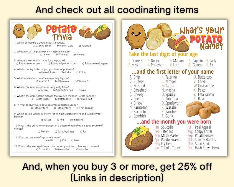 Potato Bar Station Sign & Table Cards, Make Your Own Potato Signs ...