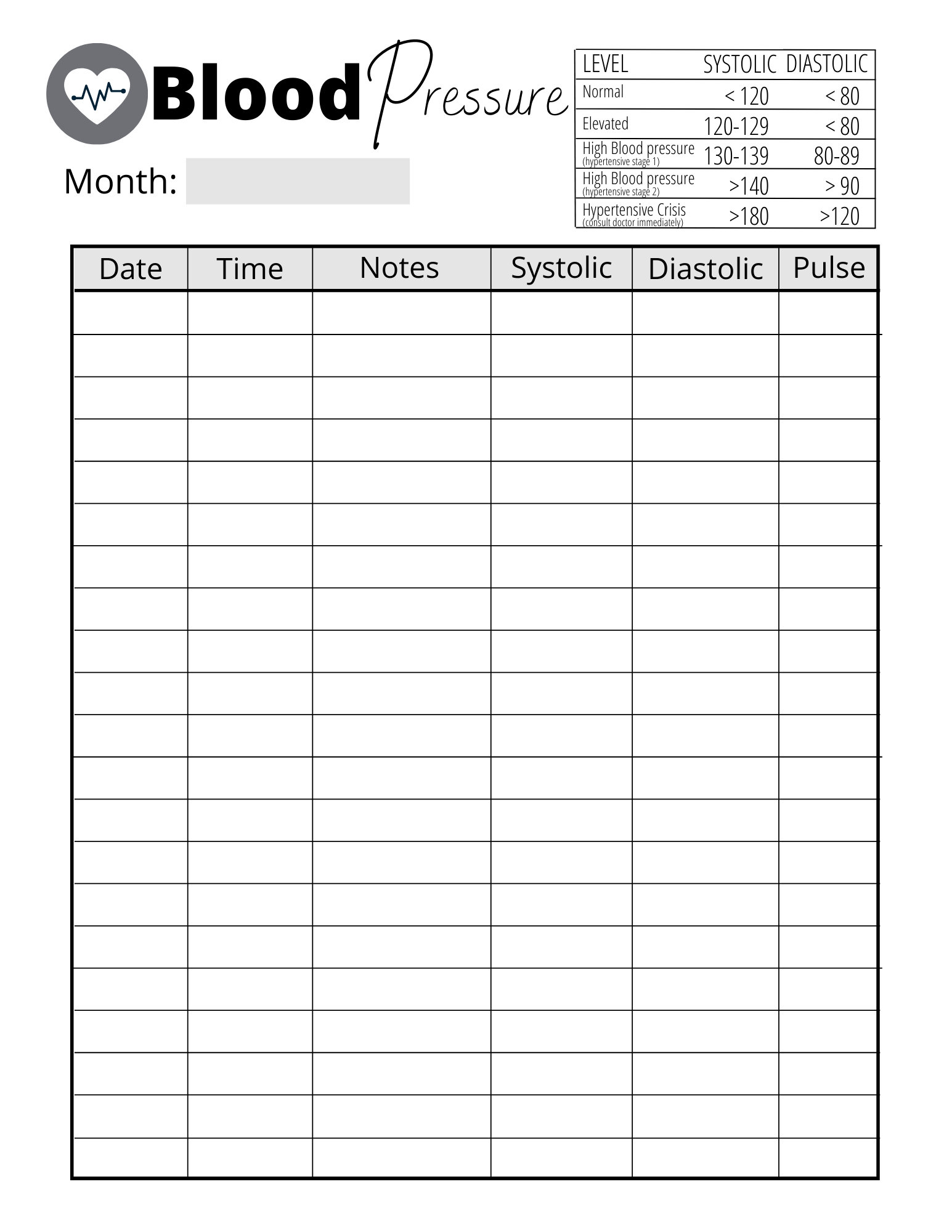 Blood Pressure Log Editable Printable, Blood Pressure Tracker, Medical ...