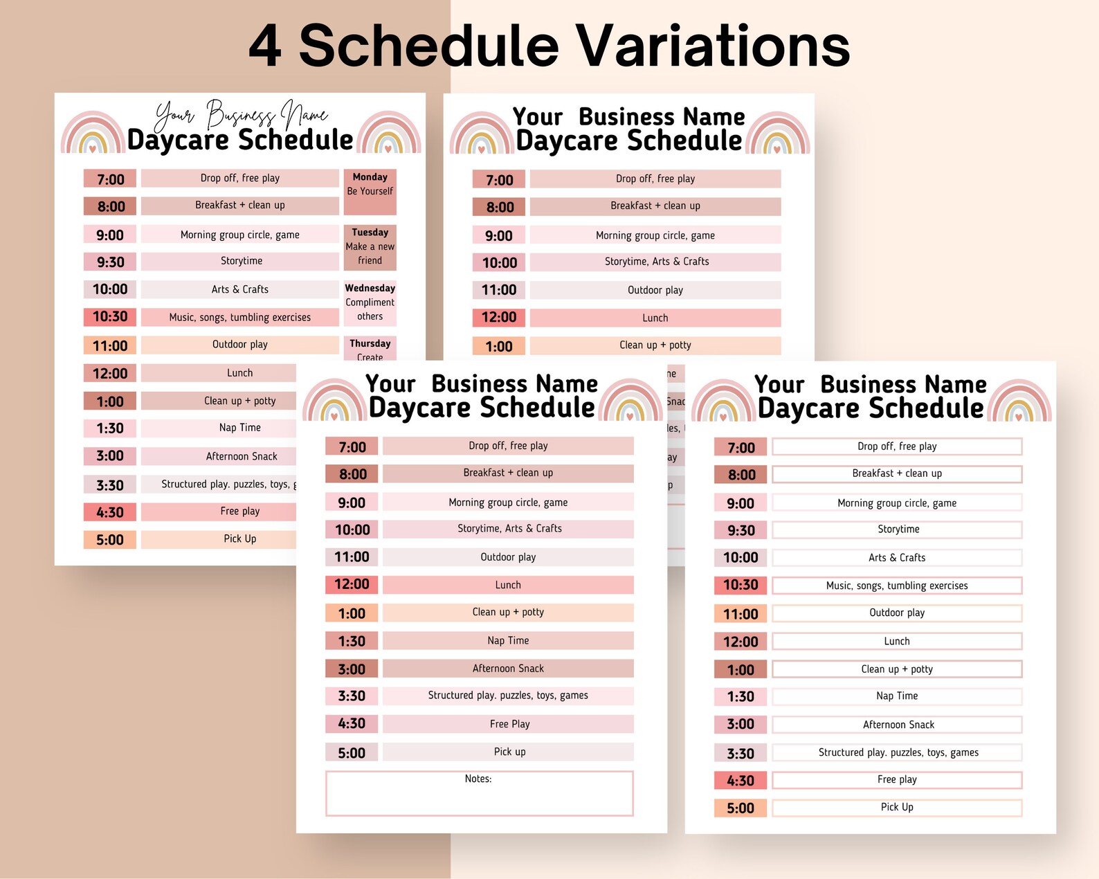 EDITABLE Daily Daycare Schedule, Childcare Daily Routine, Daily Routine ...