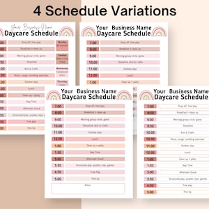 EDITABLE Daily Daycare Schedule, Childcare Daily Routine, Daily Routine ...
