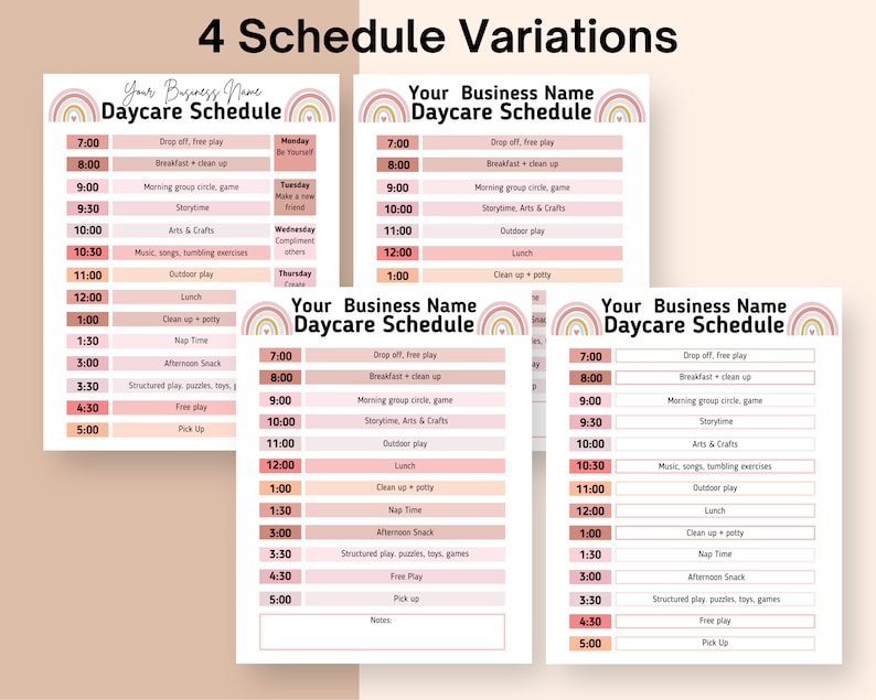 EDITABLE Daily Daycare Schedule, Childcare Daily Routine, Daily Routine ...