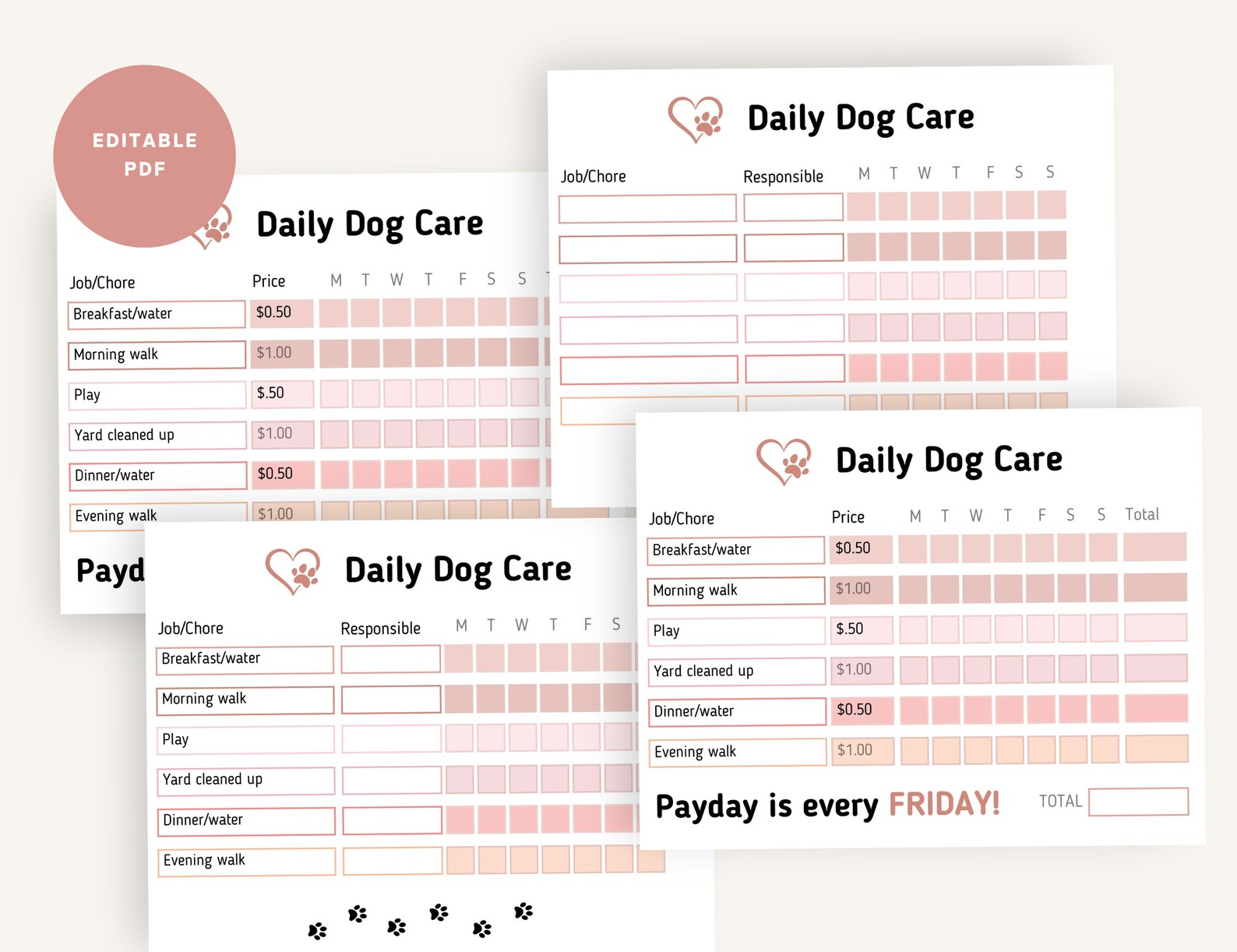 Dog Chore Chart, Chore Chart for Kids, Pet Responsibility Chart, Kid ...