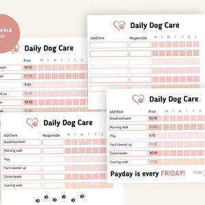 Dog Chore Chart, Chore Chart for Kids, Pet Responsibility Chart, Kid ...