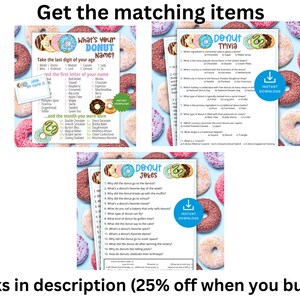 Donut Trivia Game,printable Doughnut Game for Kids & Adults, National ...