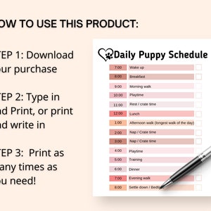 Daily Puppy Schedule - Fillable PDF, Editable Daily Dog Routine Puppy ...