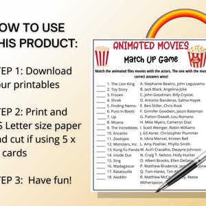 Animated Movie Trivia Game, Animated Cartoon Party Game, Film Trivia ...