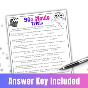 Movie Trivia Game, Decades Movie Quiz Party, Silver Screen Movie Quotes ...