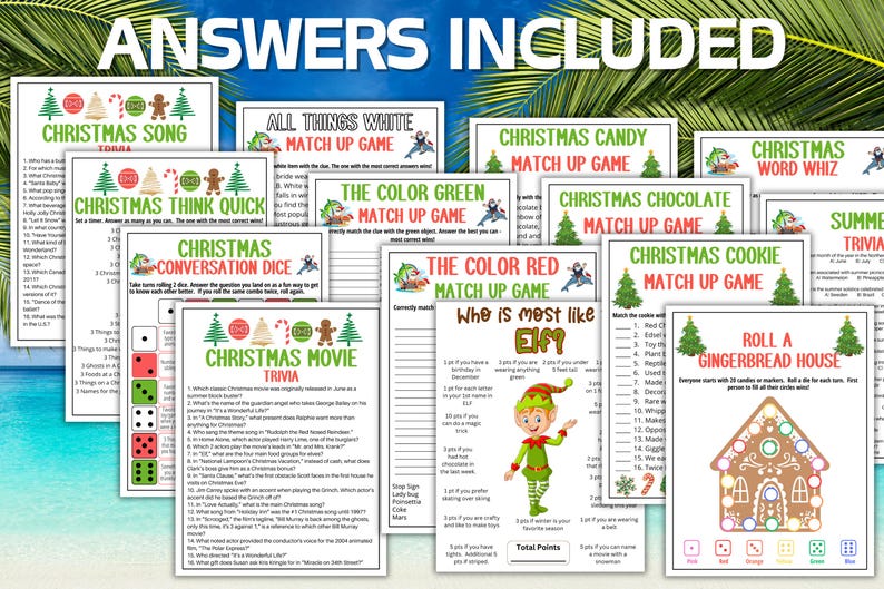 Christmas in July Game Bundle, Summer Gift Exchange Games, Christmas ...