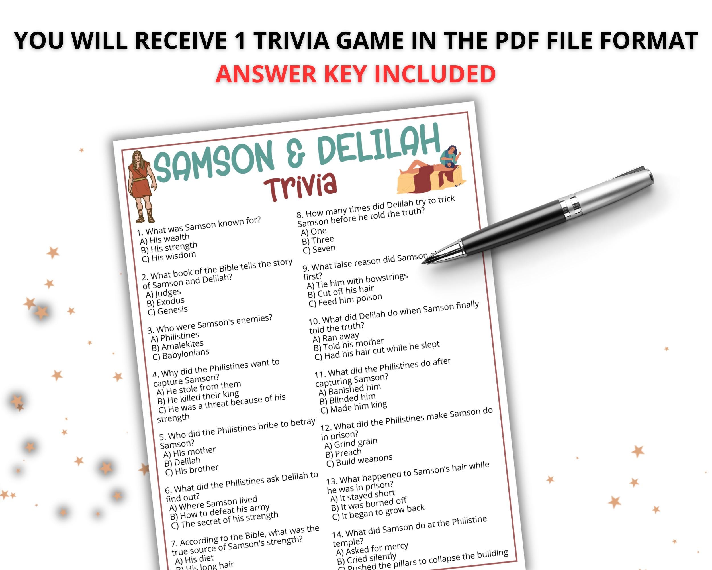 Samson And Delilah Quiz For Kids