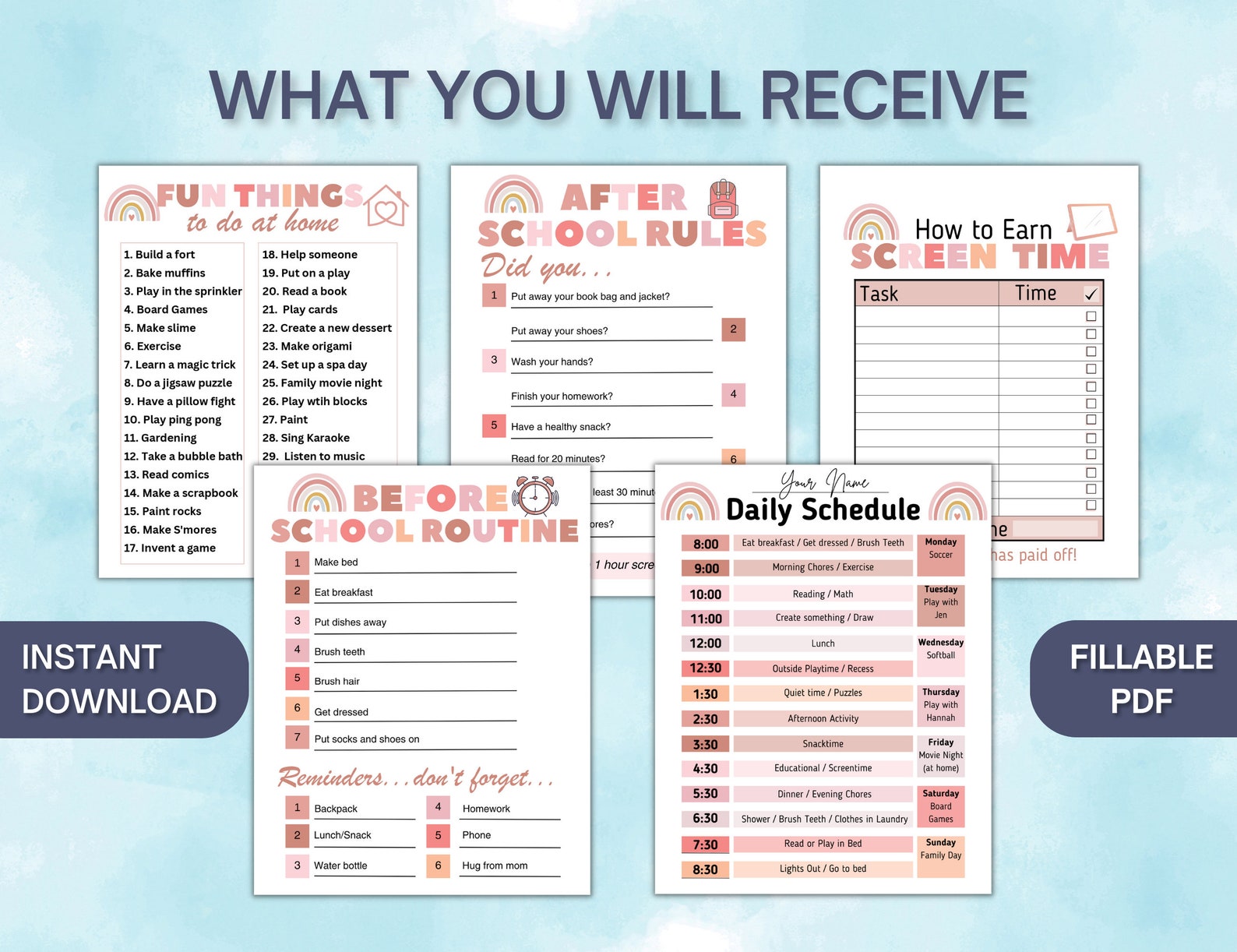 Editable School Planner Kids Printable, Back to School Bundle, Screen ...