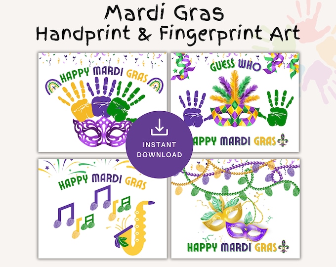 PRINTABLE Mardi Gras Handprint Art Craft for Kids, Good Times Roll ...