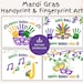Mardi Gras Handprint Art, 4 Pack Bundle Mardi Gras Activity, Handprint ...