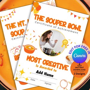 Editable Soup Cook-off Awards,fall Office Competition,winter Soup ...