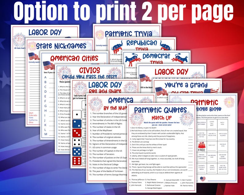 Labor Day Game Bundle, Mega Labor Day Trivia, Patriotic Songs Game ...