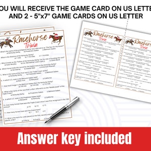 Racehorse Trivia Game, Derby Party Game, Printable Horse Racing Game ...