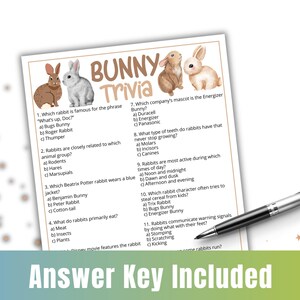 Bunny Trivia Game, Easter Celebration Games, Spring Rabbit Trivia ...