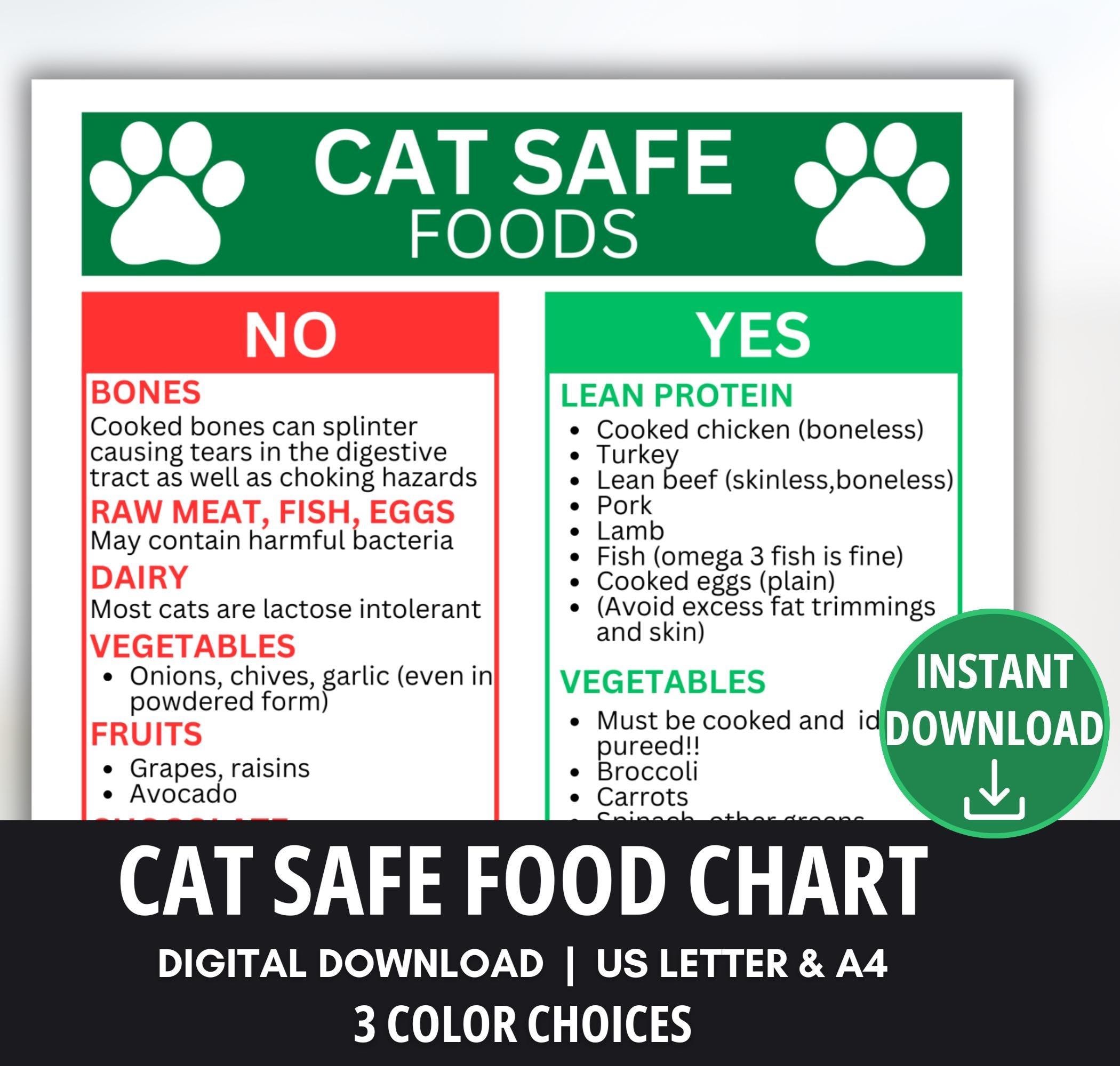 Cat Safe Food List, Safe & Unsafe Food Chart for Kitties and Cats ...