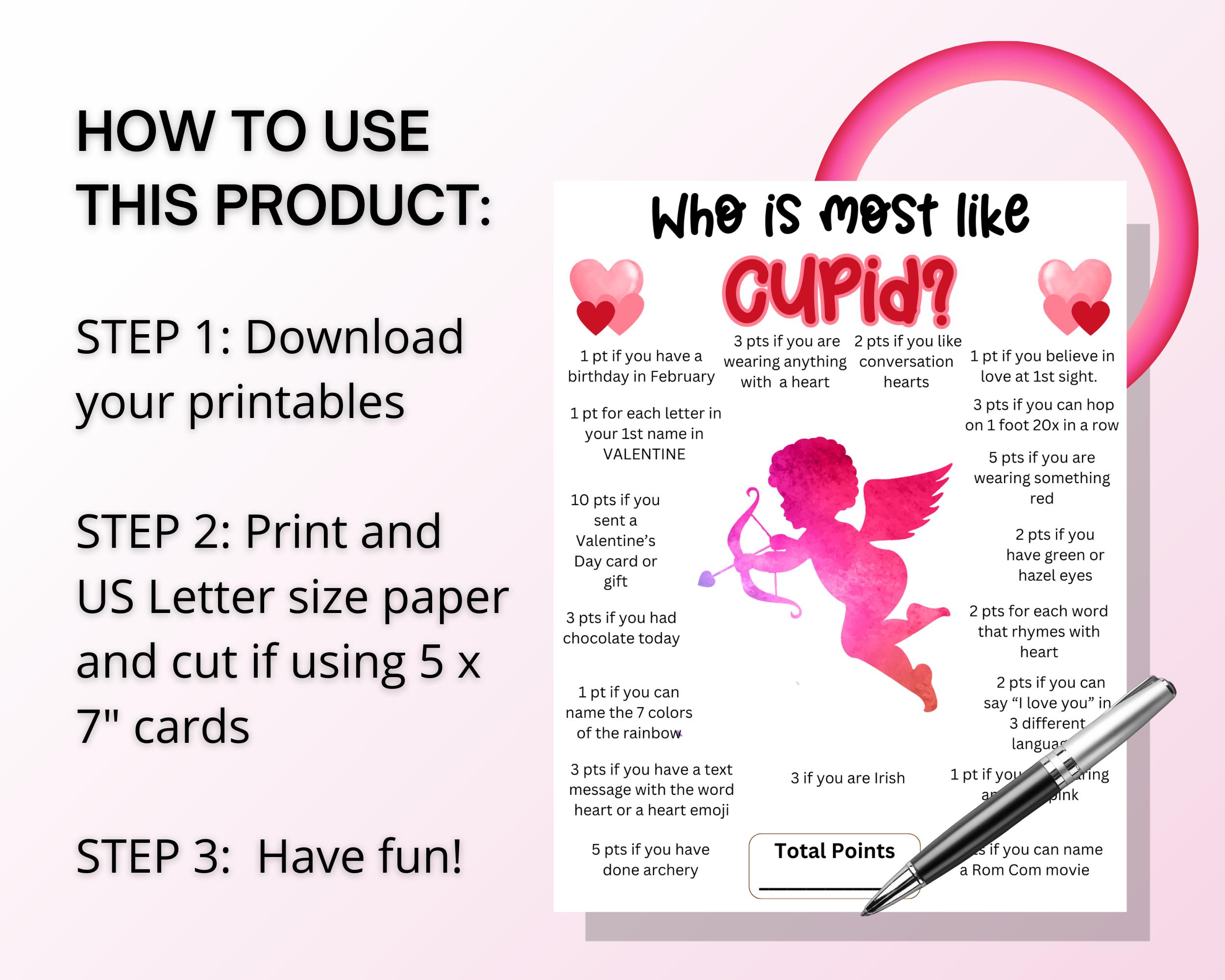 Who is Most Like Cupid,valentine Party Game,vday Trivia Game,winter ...