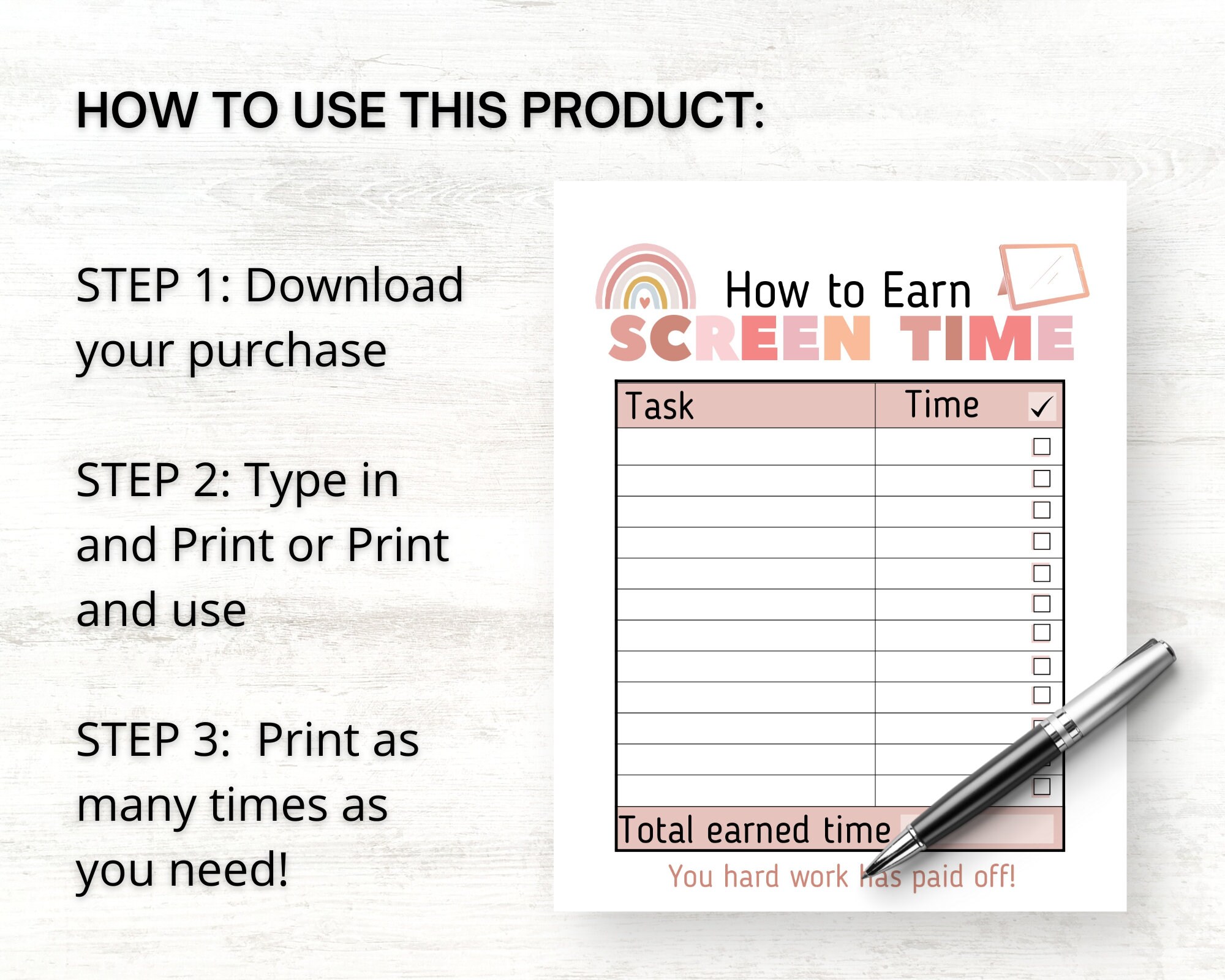 Editable Screen Time Checklist Screen Time Schedule Screen - Etsy UK