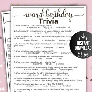 Birthday Trivia Game, Crazy Weird Birthday Quiz, Printable Game for ...