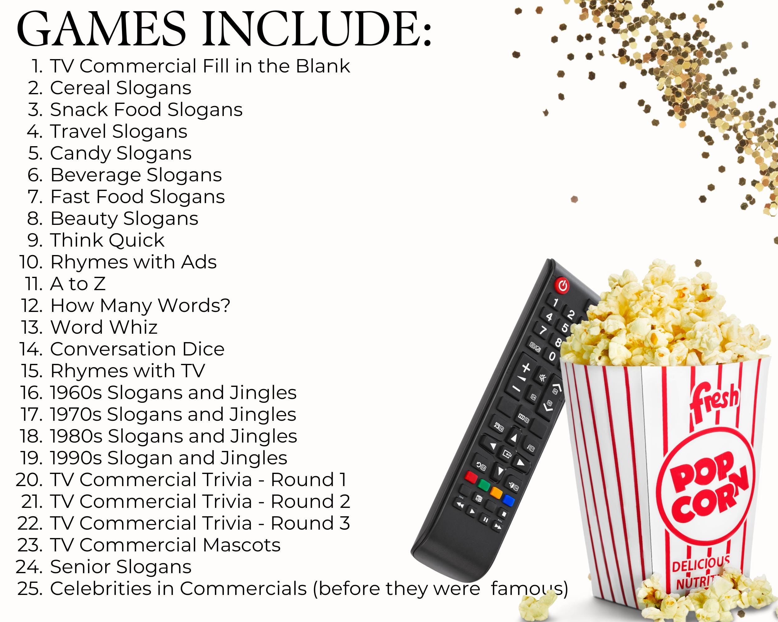 Slogan Game Bundle, TV Commercial Quiz, Cereal Slogans, Pop Culture ...