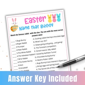 Easter Name That Bunny Trivia Game,easter Celebration Games,famous ...