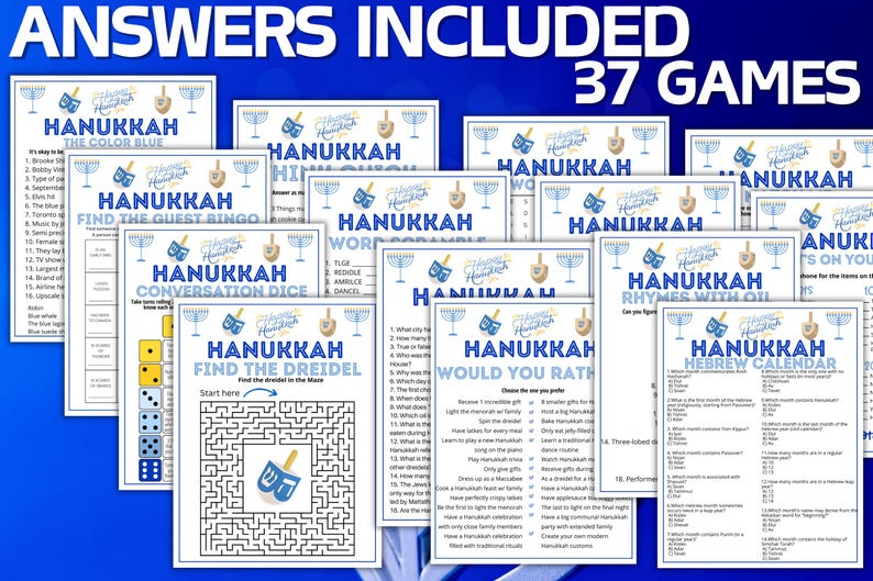 Hanukkah Game Bundle, Jewish Party Games, Hanukkah Holiday Trivia ...