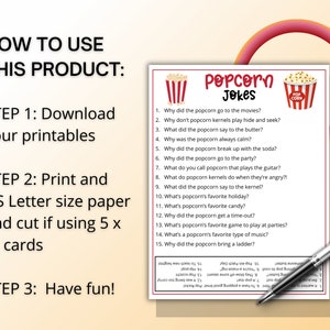 Popcorn Jokes for Kids, Printable Popcorn Pun Game, Popcorn Baby Shower ...
