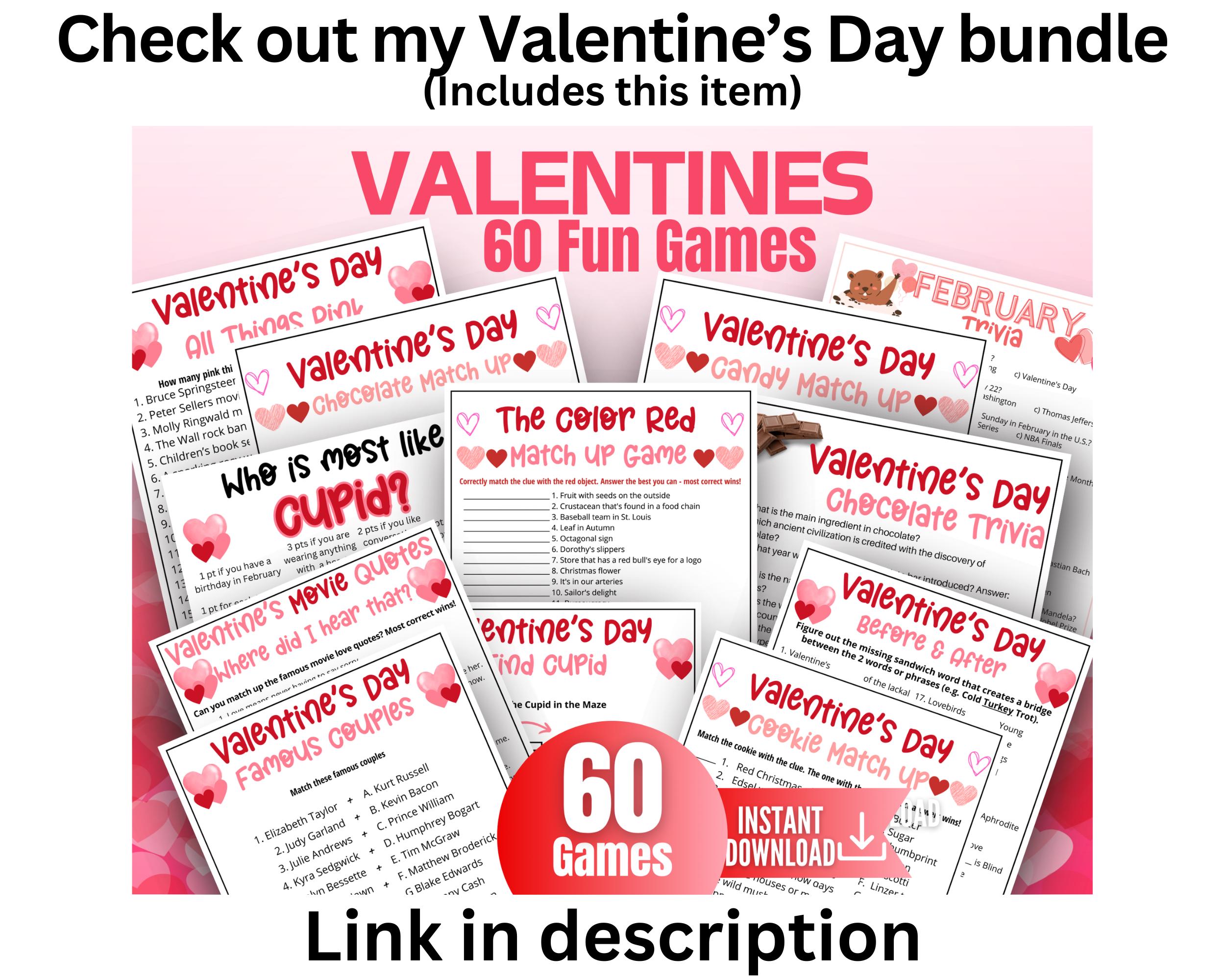 Valentine's Day Love Song Trivia Game, Romantic Music Match, Valentine ...