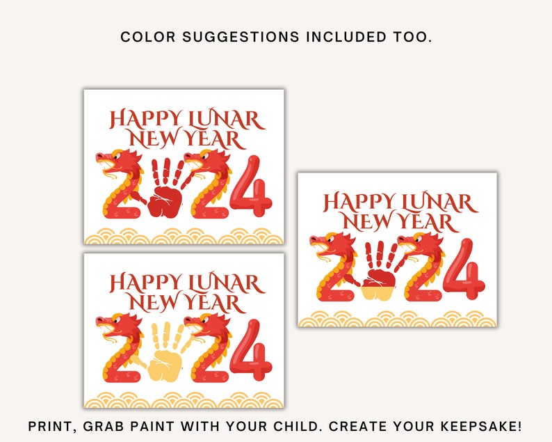 Lunar New Year Handprint Craft, Chinese New Year Handprint Art, Year of ...