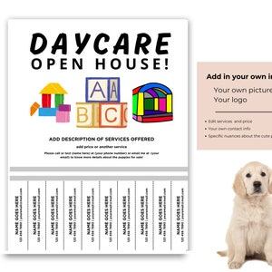 Editable Daycare Marketing Flyer, Daycare Services Tear off Flyer ...
