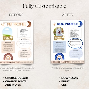 Editable Pet Profile CANVA Template, Dog Adoption Marketing Flyer ...