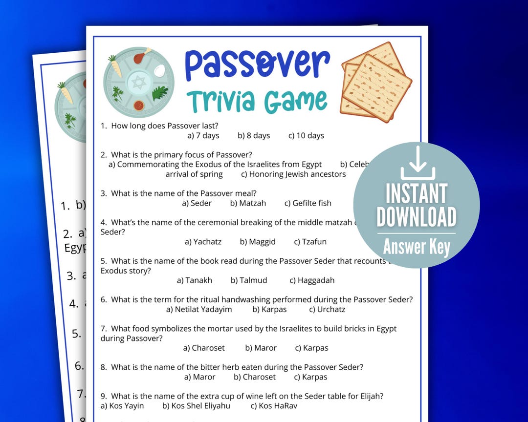 Passover Trivia Game, Jewish Games, Passover Holiday, Passover Games ...