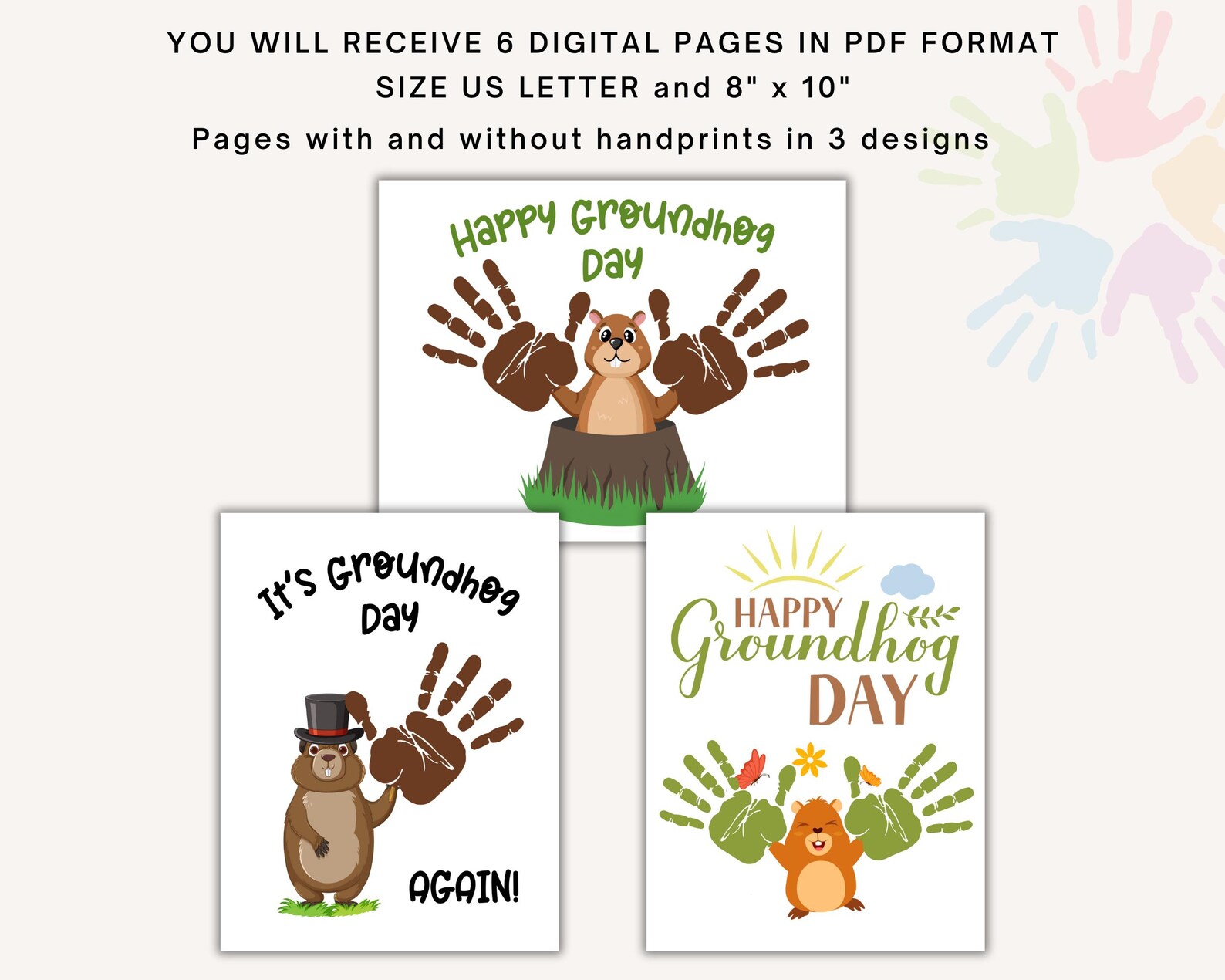 Groundhog Day Handprint Craft Bundle, Handprint Keepsake, Daycare ...