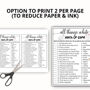 All Things White Trivia Game, Bridal and Engagement Party Printable ...