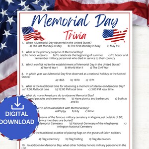 Memorial Day Trivia, Labor Day Trivia Game, President's Day Trivia ...