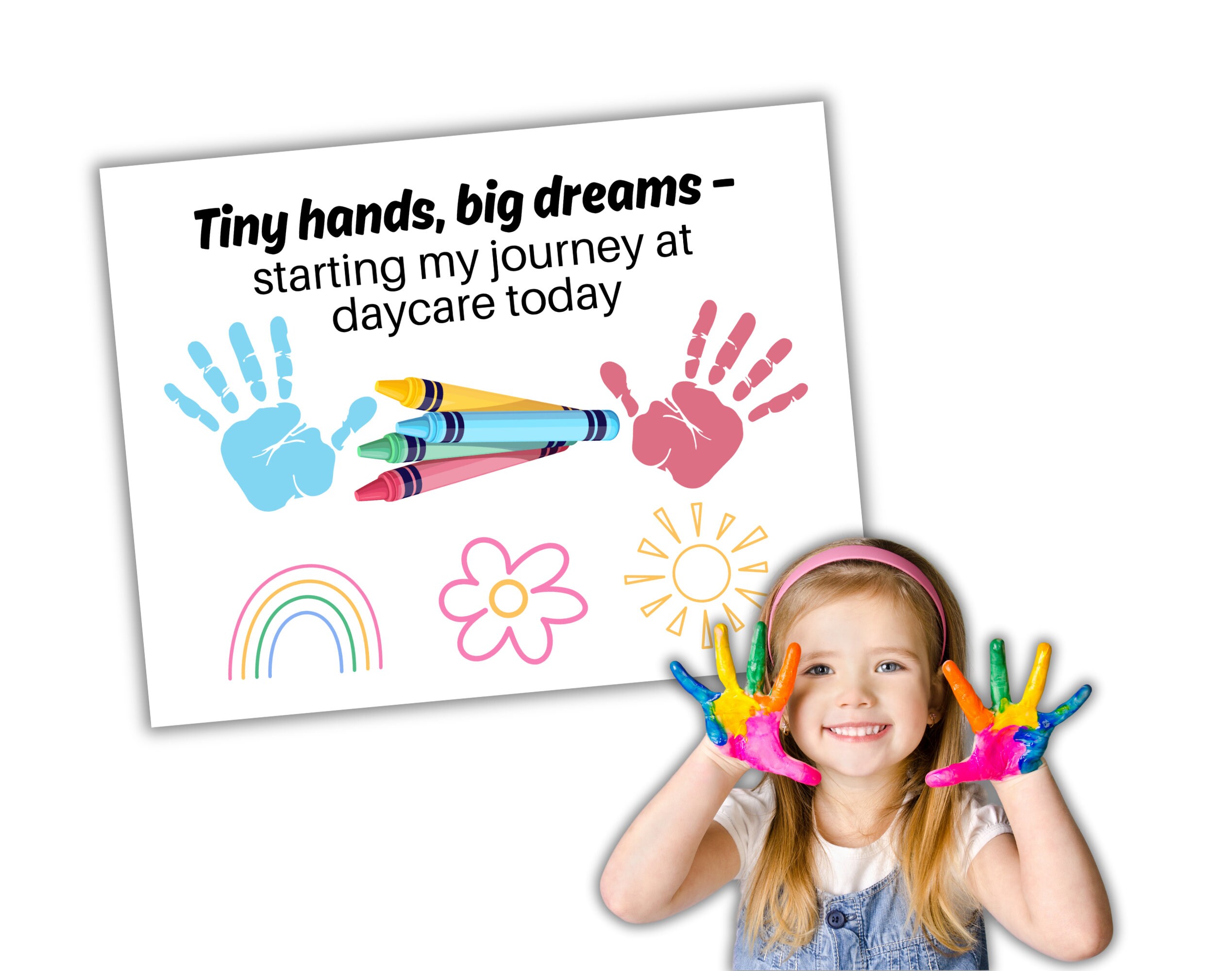 First Day of Daycare Handprint Art, Preschool Activity, Handprint Craft ...
