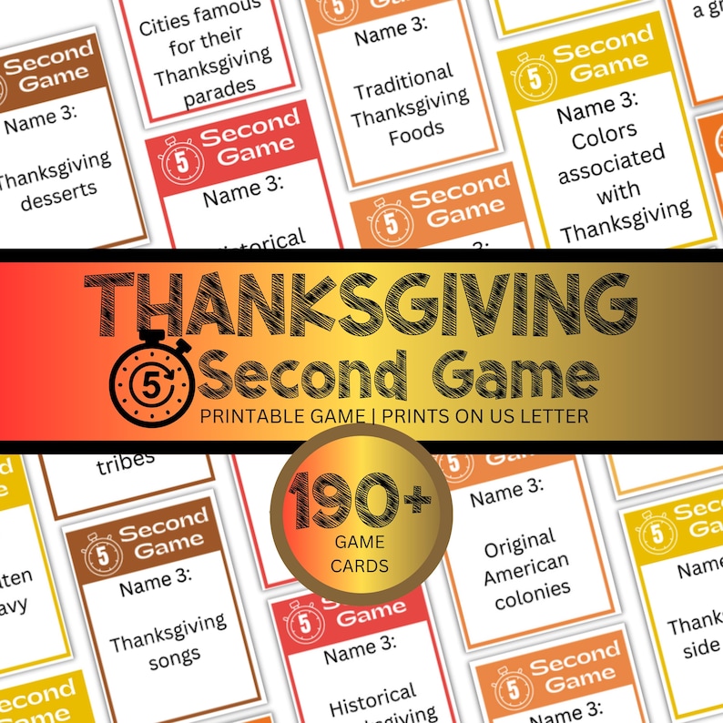 Thanksgiving 5 Second Game, Thanksgiving Activity for Kids and Adults ...